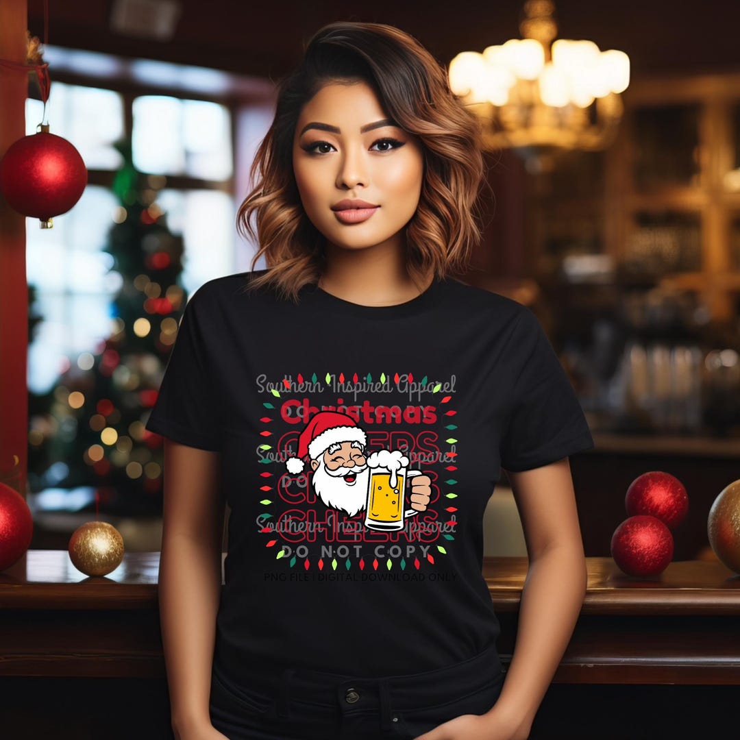 Santa Cheers to Beers Digital File Png Christmas Retro Fun Merry Party ...