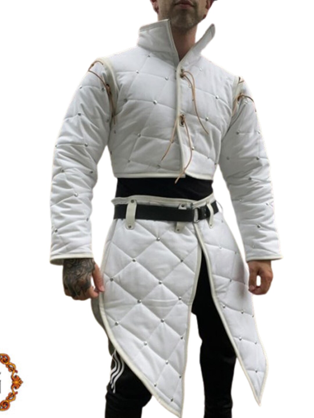 Renaissance Padded Gambeson With Brown Leather, Gambeson Costume , - Etsy