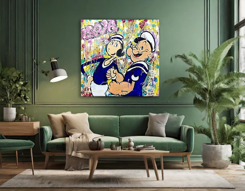 Popeye Pop Art Canvas, Trendy Cartoon Wall Decor, Luxury Print for Home ...