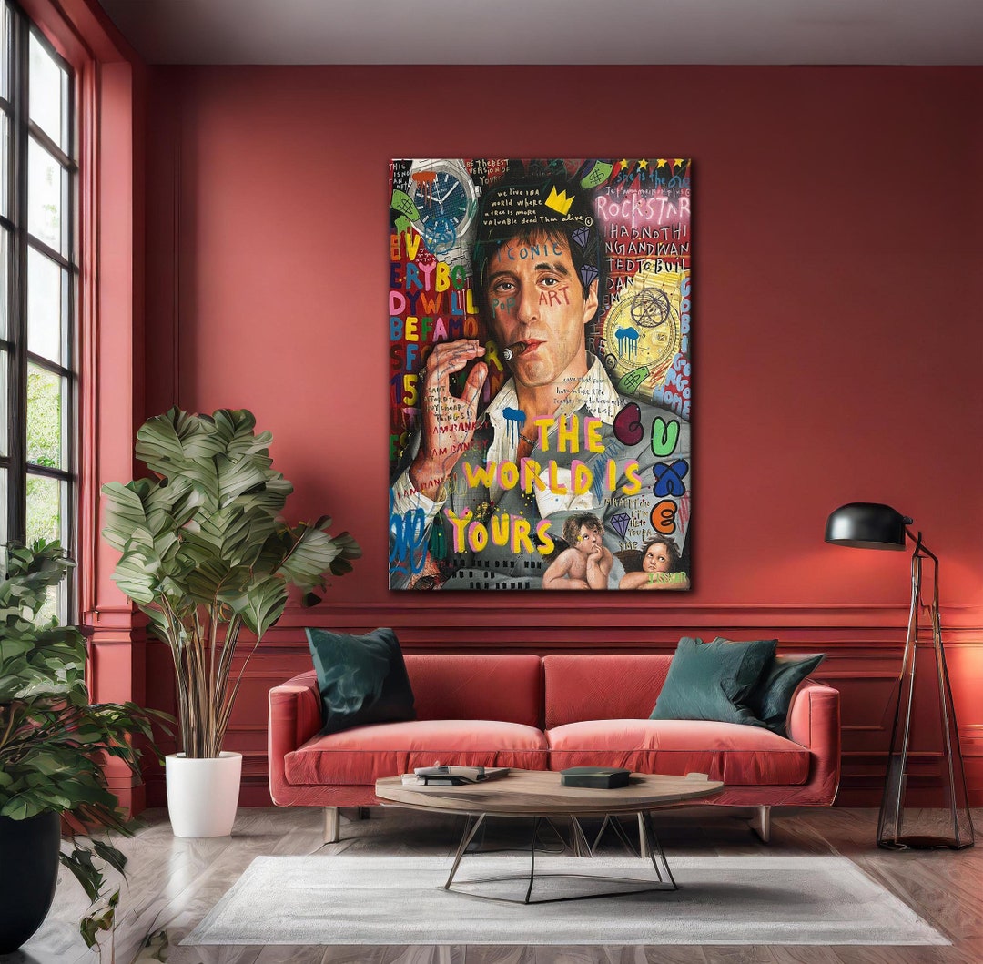 Scarface the World is Yours Canvas – Unique Banksy Graffiti Art of Al ...