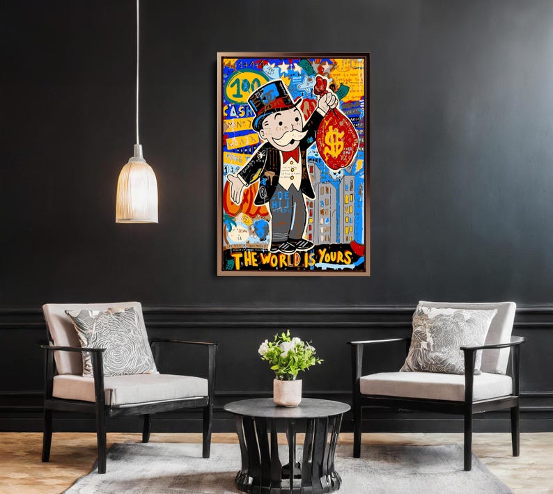 Monopoly Man Fashion Canvas Art | Unique Abstract Framed Print | Modern ...