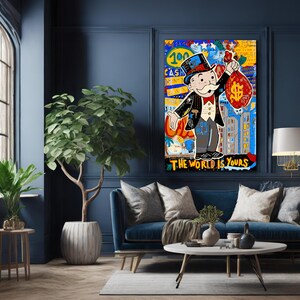 Monopoly Man Fashion Canvas Art | Unique Abstract Framed Print | Modern ...
