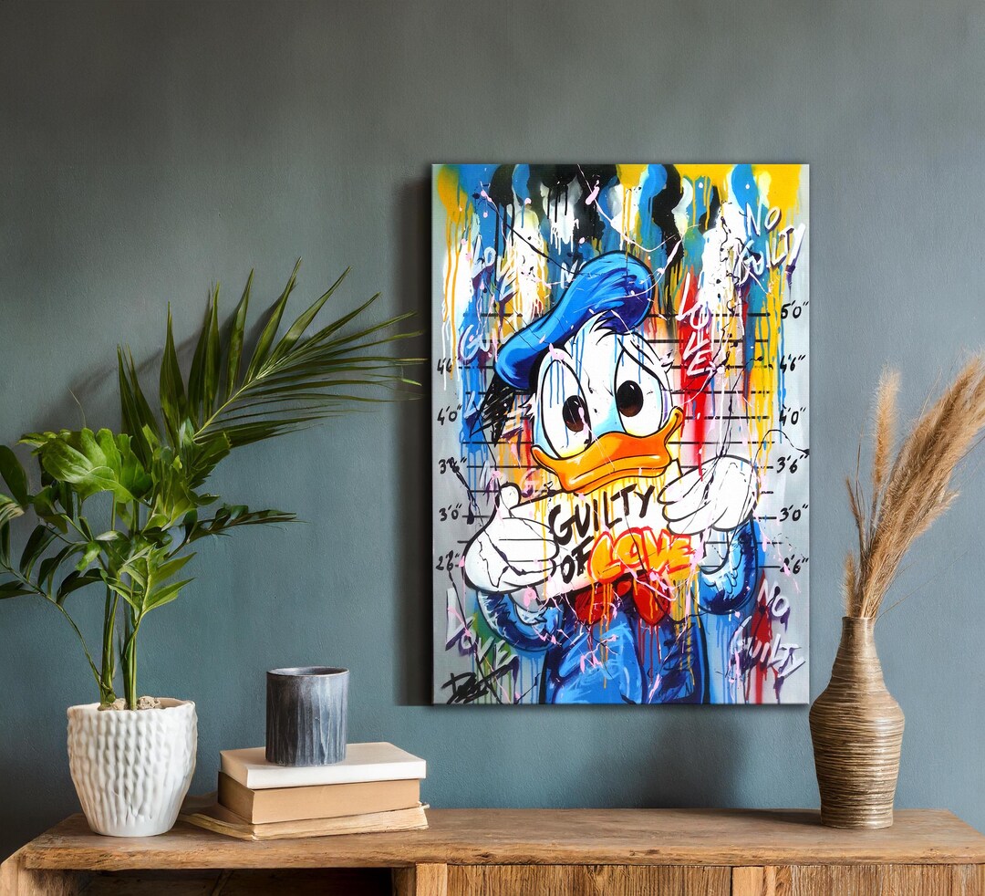 Banksy Guilty Daffy Duck Canvas | Graffiti Pop Art Wall Decor | Unique ...