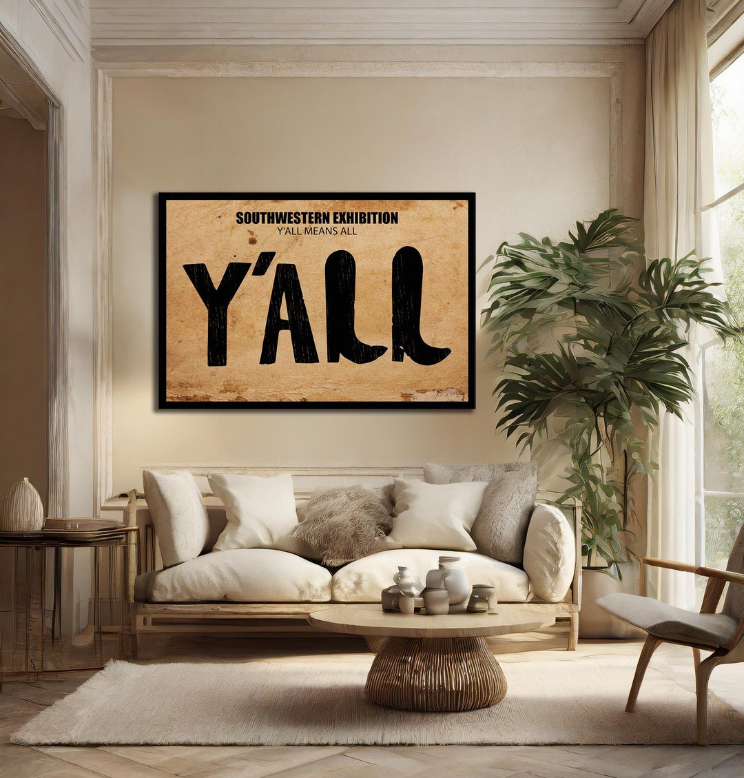 Y'all Means All Retro Art Print, Eclectic Western Decor, Boho Canvas ...