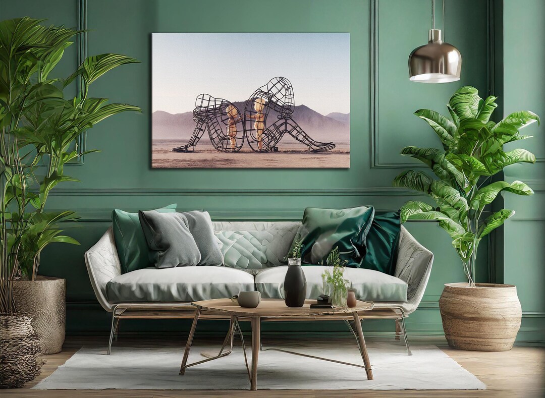 Framed Canvas Wall Art: 'two People Turning Their Backs' at Burning Man ...