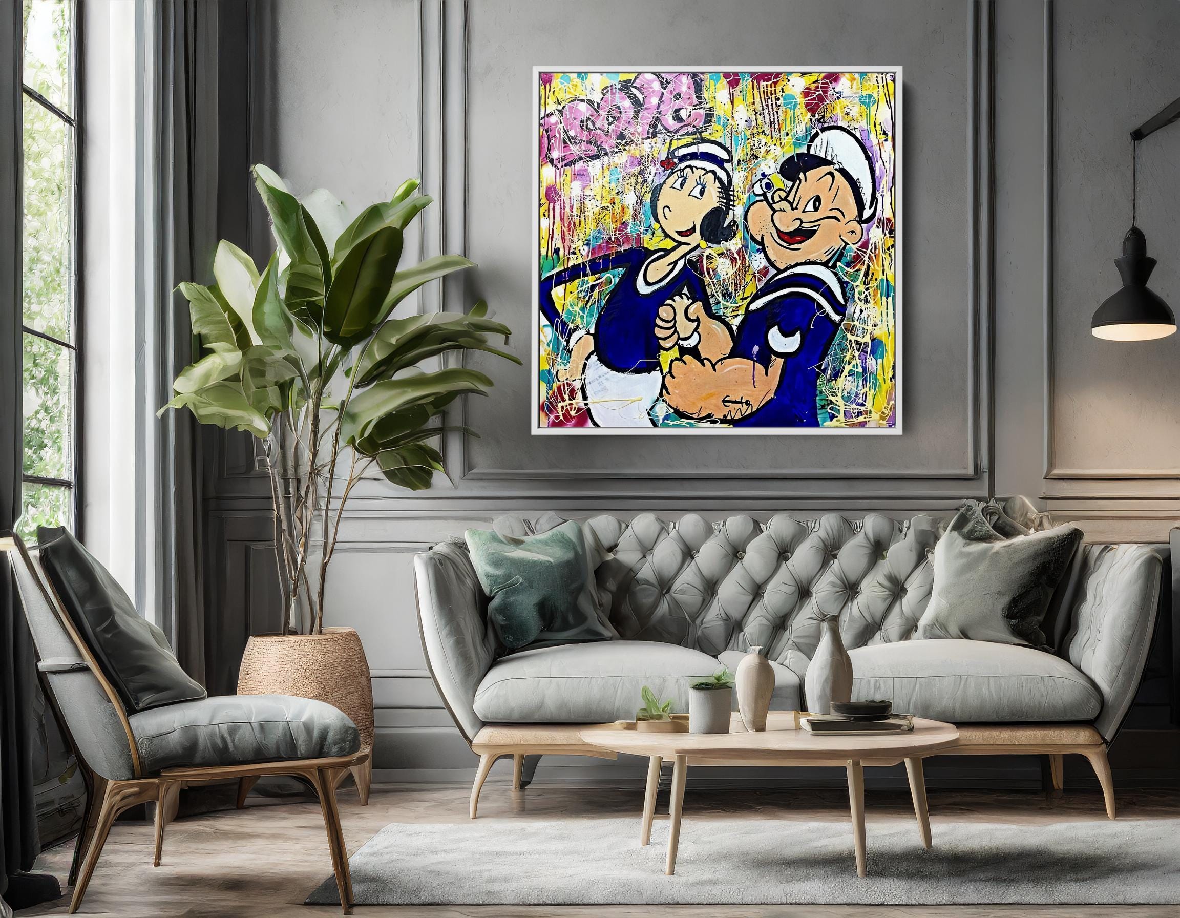 Popeye Pop Art Canvas, Trendy Cartoon Wall Decor, Luxury Print for Home ...