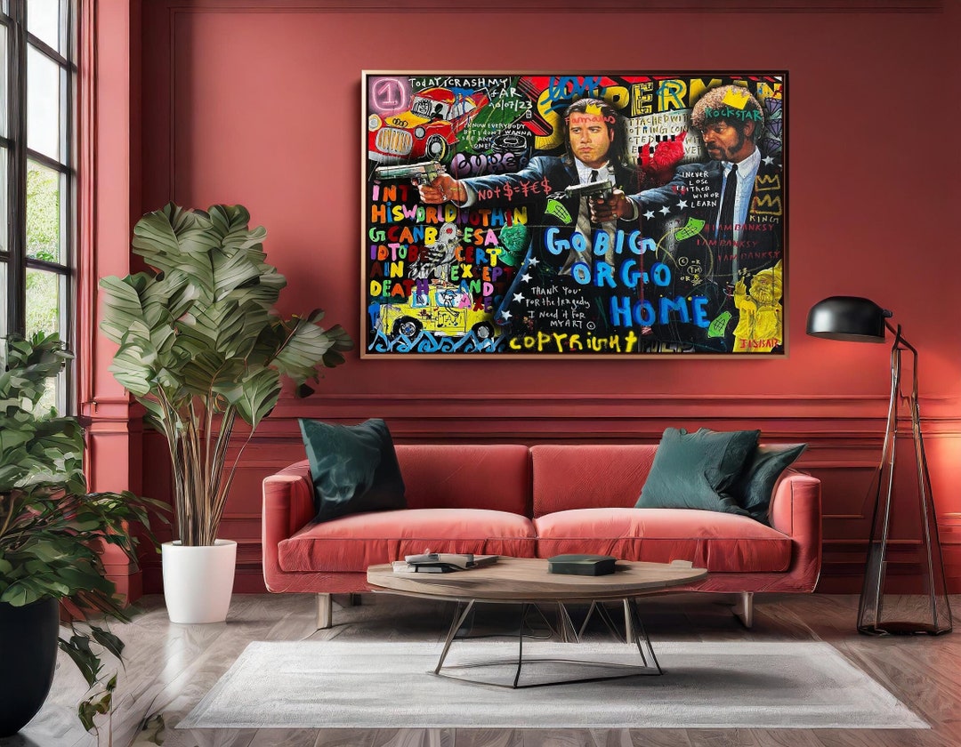 Pulp Fiction Graffiti Pop Art Canvas – Banksy Inspired Wall Art With ...
