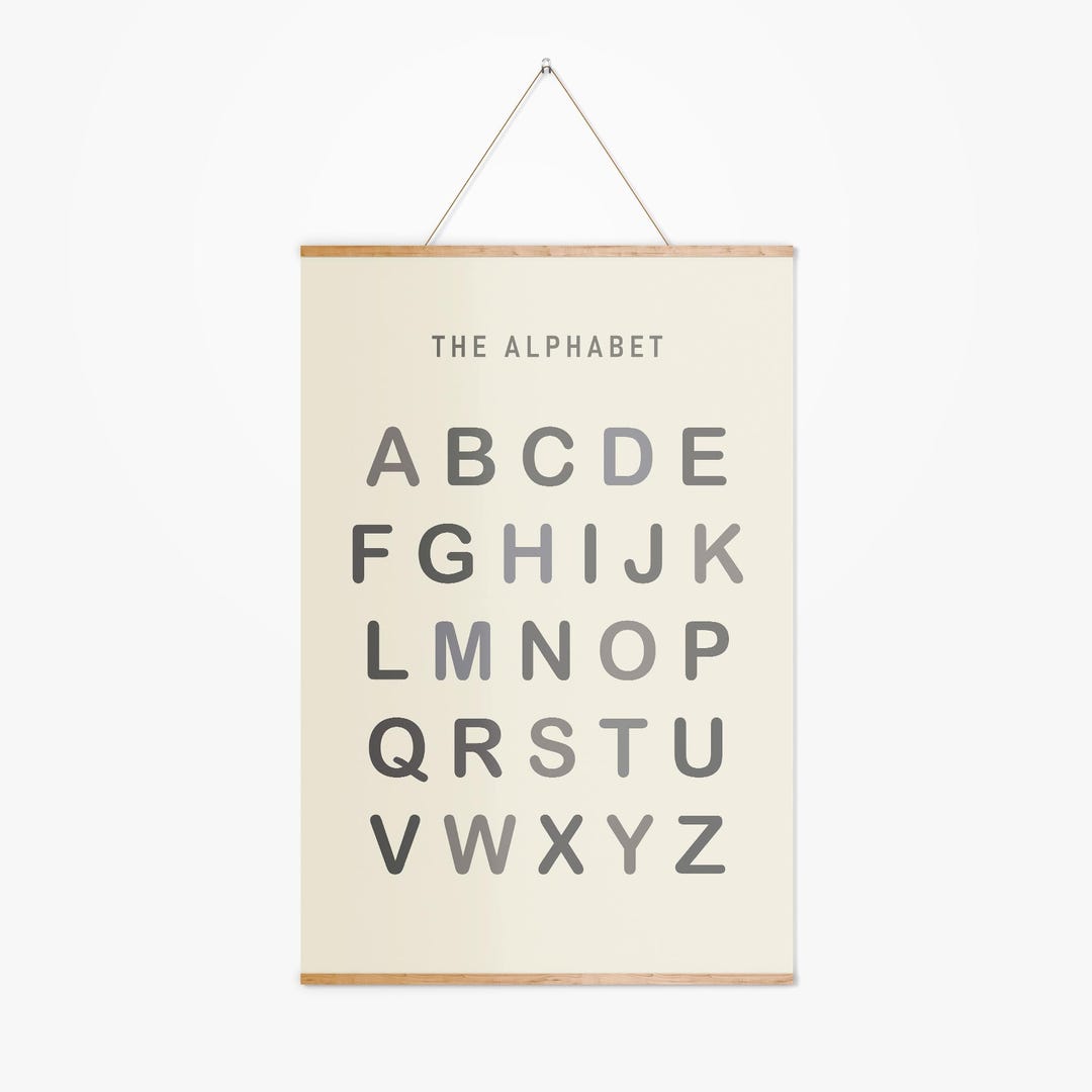 Embroidered Educational Poster With Wood Poster Hanger - Neutral Gray ...