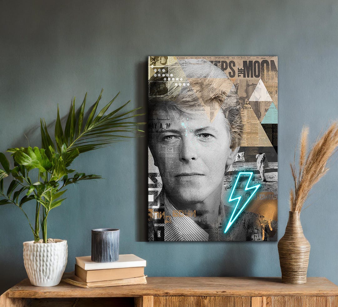 David Bowie Collage Pop Art Canvas Wall Art – Iconic Music Legend in ...