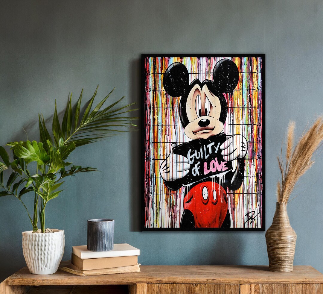Banksy Guilty Love Mickey Mouse Canvas | Pop Art Graffiti Wall Art ...