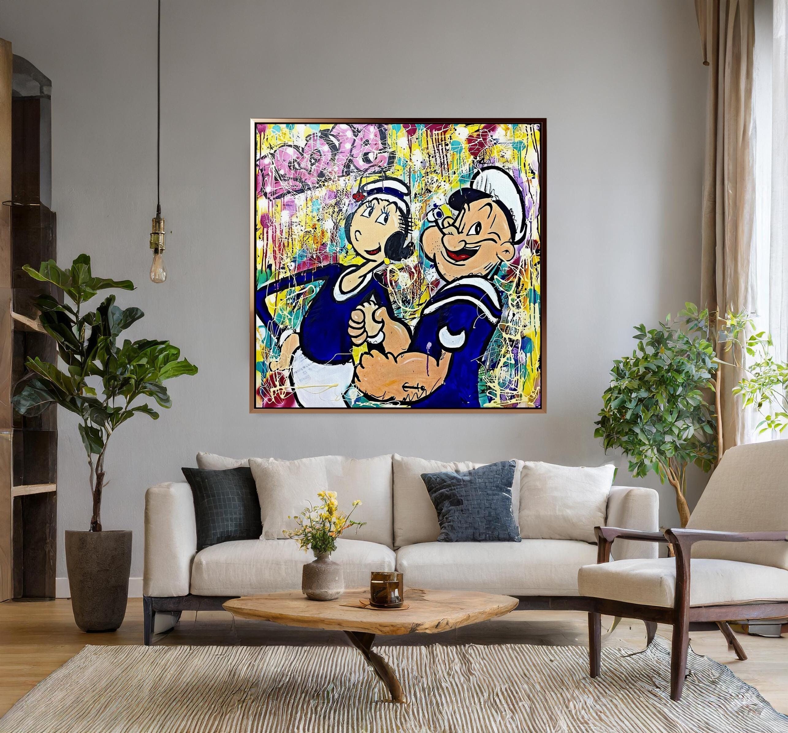 Popeye Pop Art Canvas, Trendy Cartoon Wall Decor, Luxury Print for Home ...