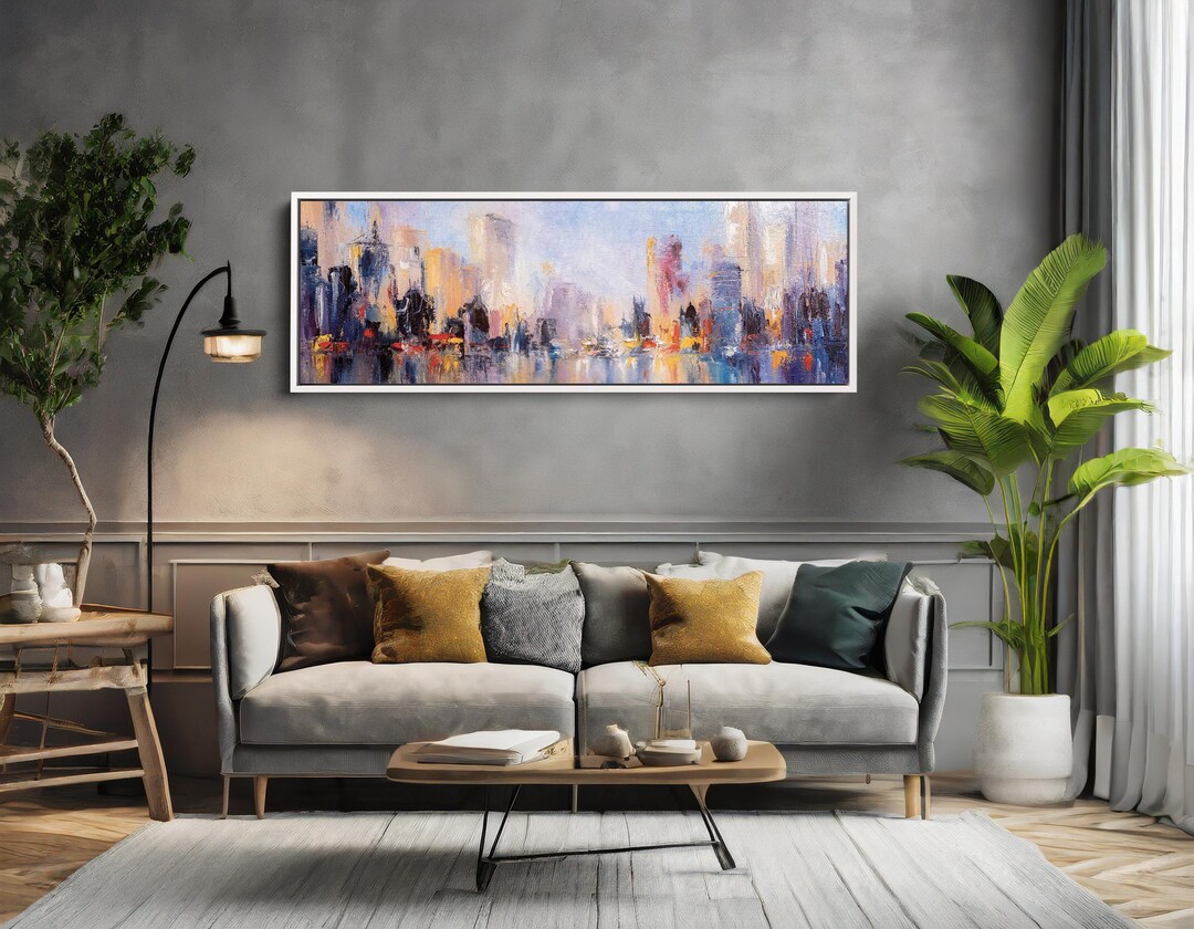 Abstract Harbor Oil Painting Canvas Print, Textured Coastal Wall Art ...