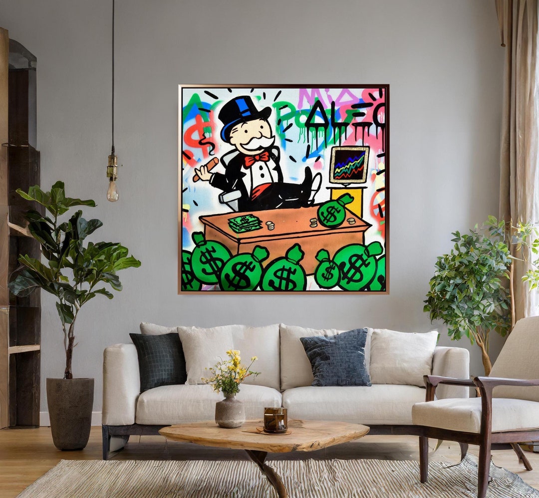 Alec Monopoly Pop Art Painting Canvas, Stylish Wall Decor for Home ...
