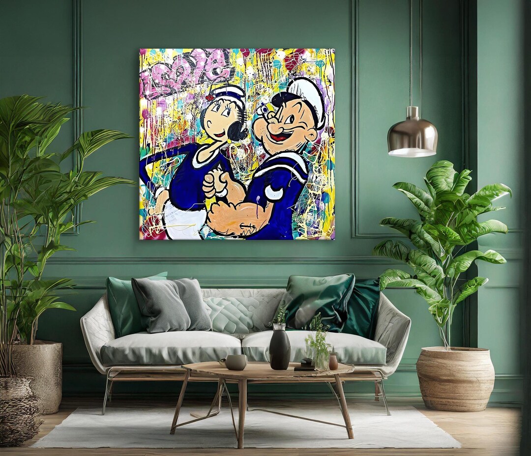 Popeye Pop Art Canvas, Trendy Cartoon Wall Decor, Luxury Print for Home ...