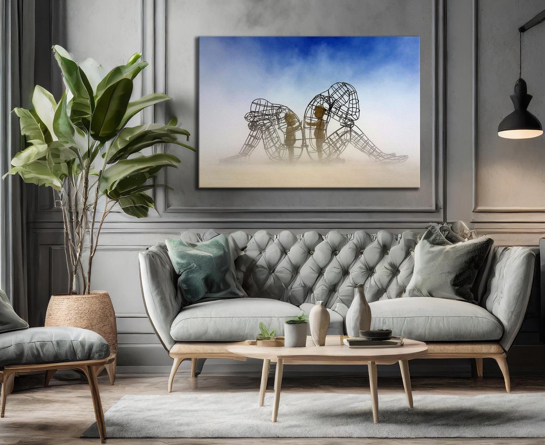 Two People Turning Their Backs at Burning Man Framed Canvas Art ...