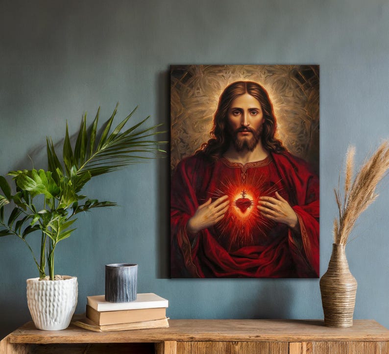 Sacred Heart of Jesus Canvas Print, Jesus Christ Religious Art, Sacred ...