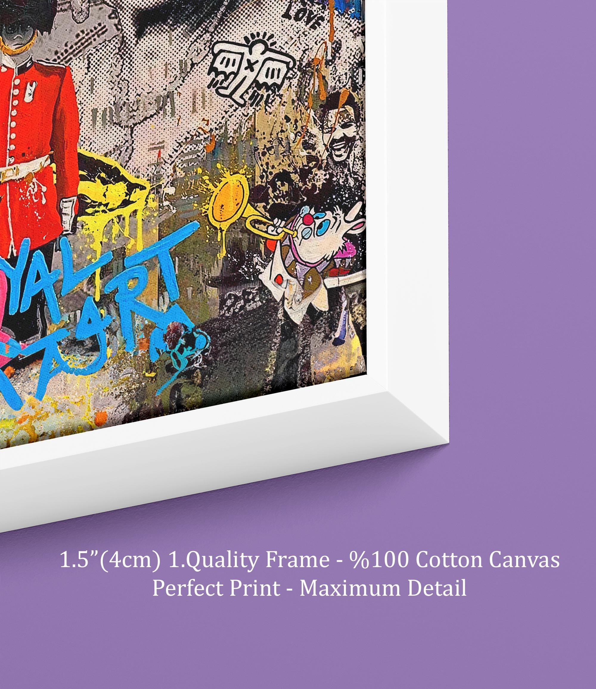 Banksy-inspired Queen Elizabeth II Pop Art Canvas, Bold Street Graffiti ...