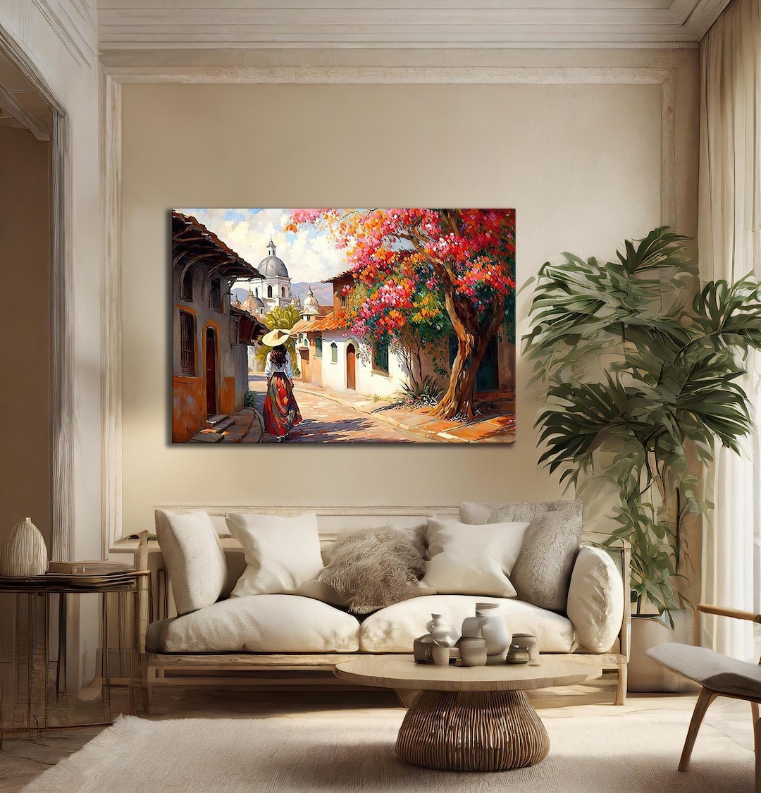 Colorful Mexican Village Art | Mexican Folk Wall Decor | Traditional ...