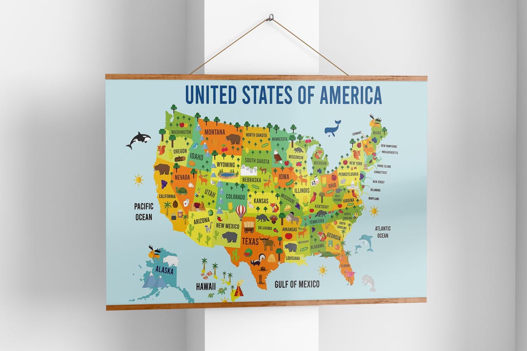 Abouth United States of America Funny Maps Wooden Hanging Canvas Banner ...