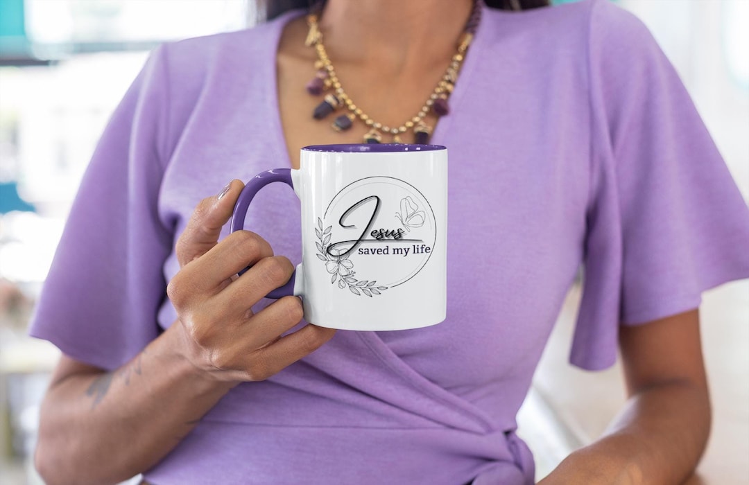 Jesus Saved My Life Accent Coffee Mug, Christian Tea Cup, Inspirational ...