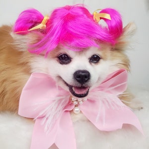 Hot Pin Color Dog Wig. With. Pony Tails /cute Pet Wig for Dog or Cat ...