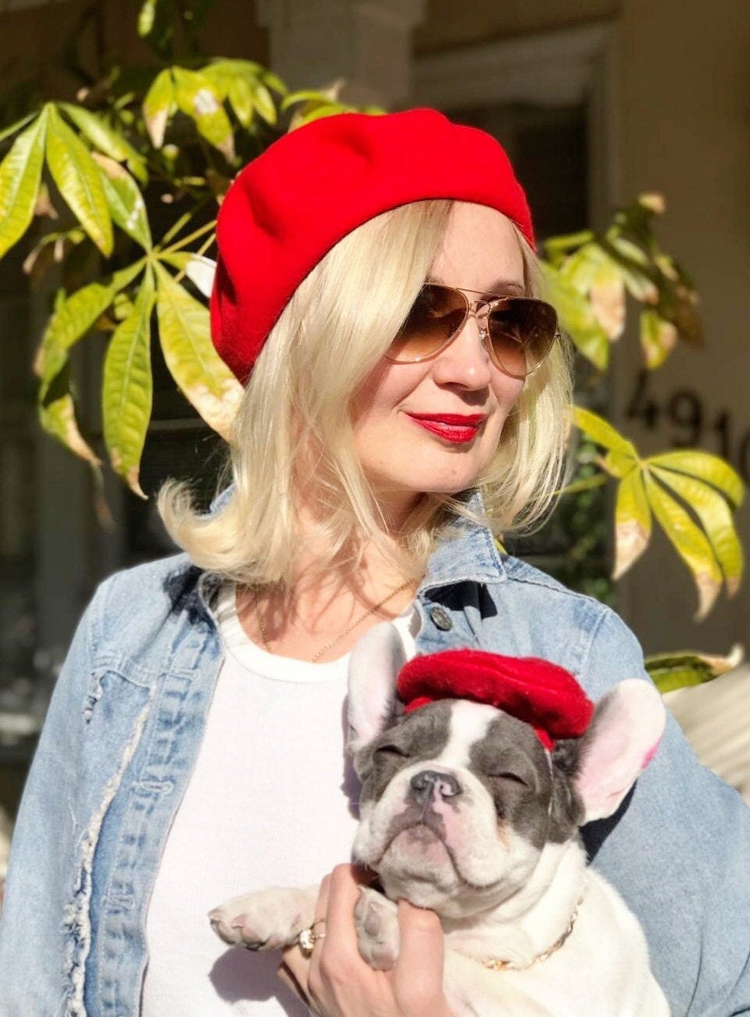 Matching Set Beret /beret Hat Red Color for Dog or Cat /hat for Dogs ...