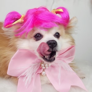 Hot Pin Color Dog Wig. With. Pony Tails /cute Pet Wig for Dog or Cat ...
