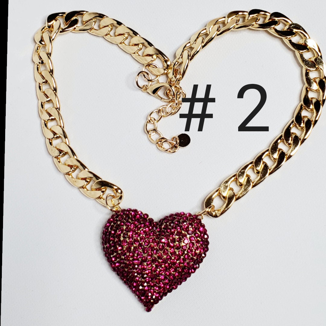 Gold Dog Chain Necklace: Red Heart Pet Collar Jewelry - Etsy