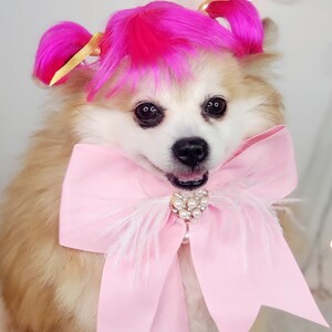 Hot Pin Color Dog Wig. With. Pony Tails /cute Pet Wig for Dog or Cat ...