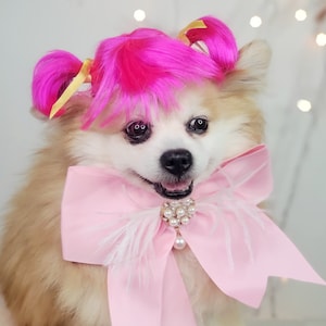 Hot Pin Color Dog Wig. With. Pony Tails /cute Pet Wig for Dog or Cat ...