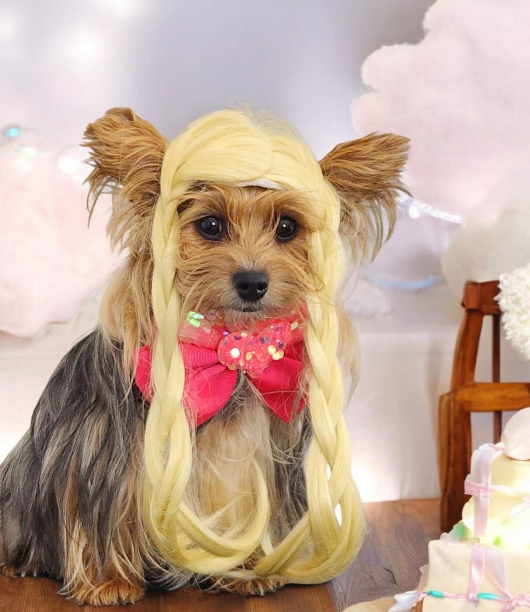 Cute Pet Braided Wig Blond Color for Dog or Cat/halloween Costume Wig ...
