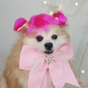 Hot Pin Color Dog Wig. With. Pony Tails /cute Pet Wig for Dog or Cat ...