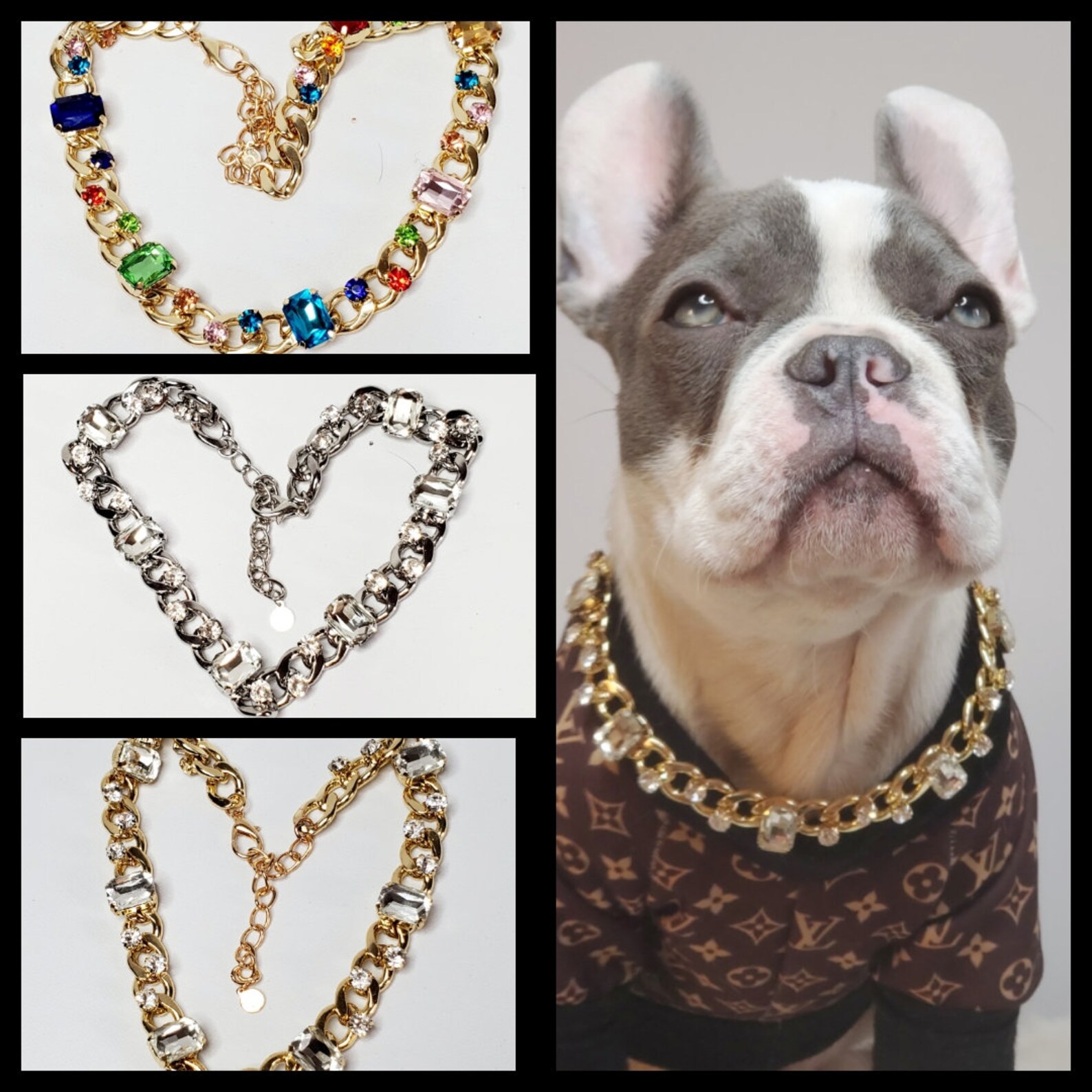Chain for Dog /supper Cute Dog Neck Chain Gold Color/ Jewelry for Pet ...