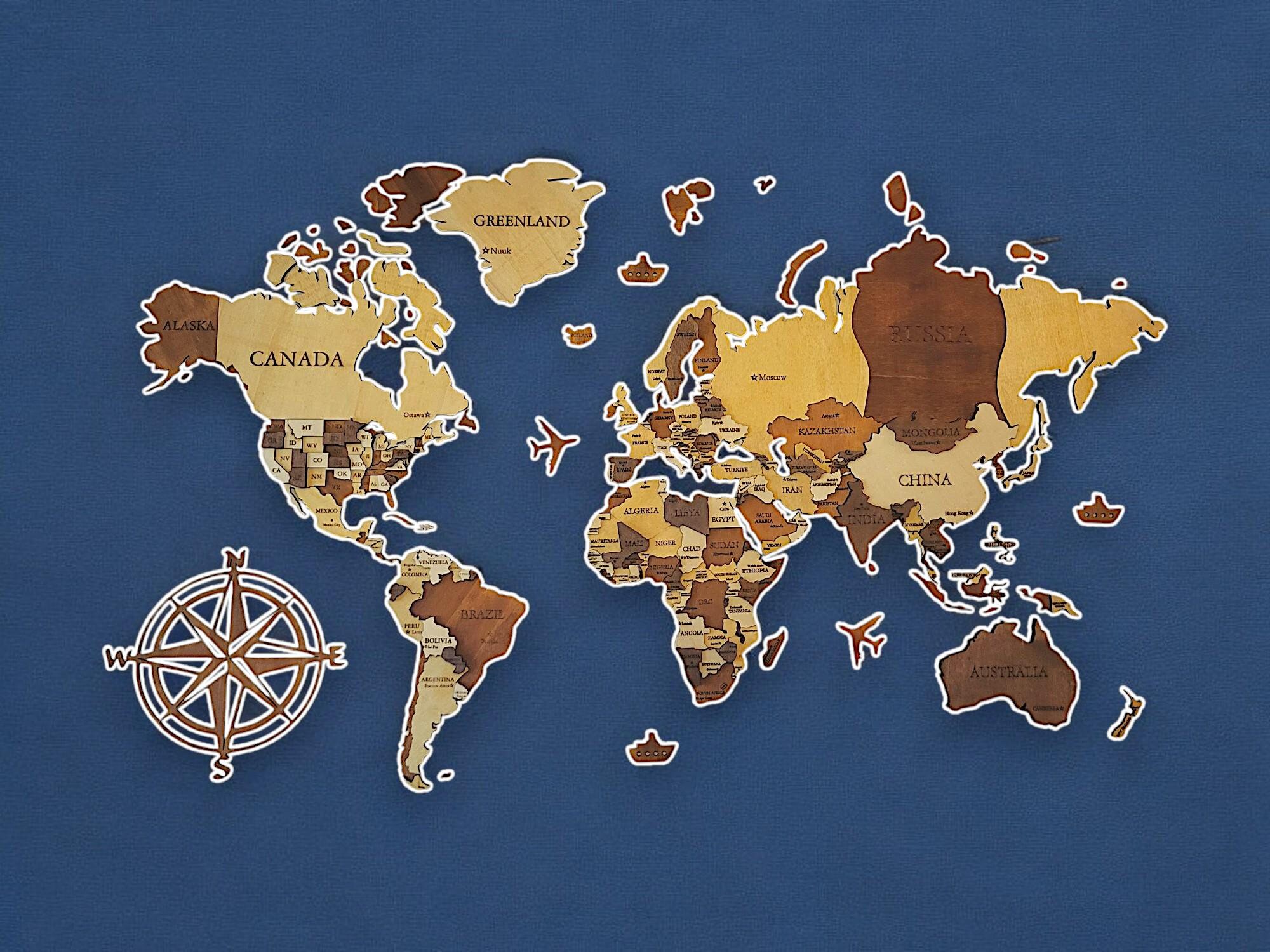 3D Layered World Map SVG – Perfect Christmas Gift - Digital Files for ...