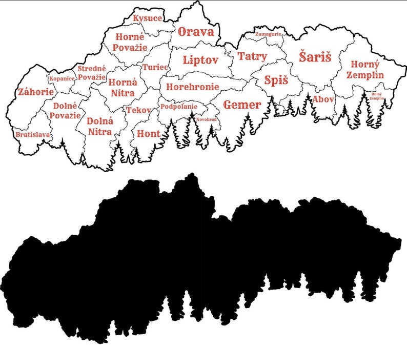 Slovakia Map SVG Files – Unique Design With Tree Tops Cutout - Etsy