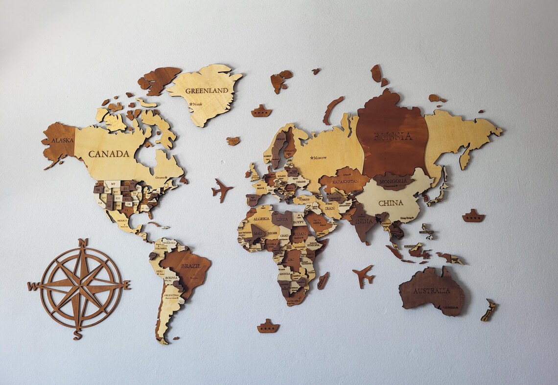 3D Layered World Map SVG – Perfect Christmas Gift - Digital Files for ...