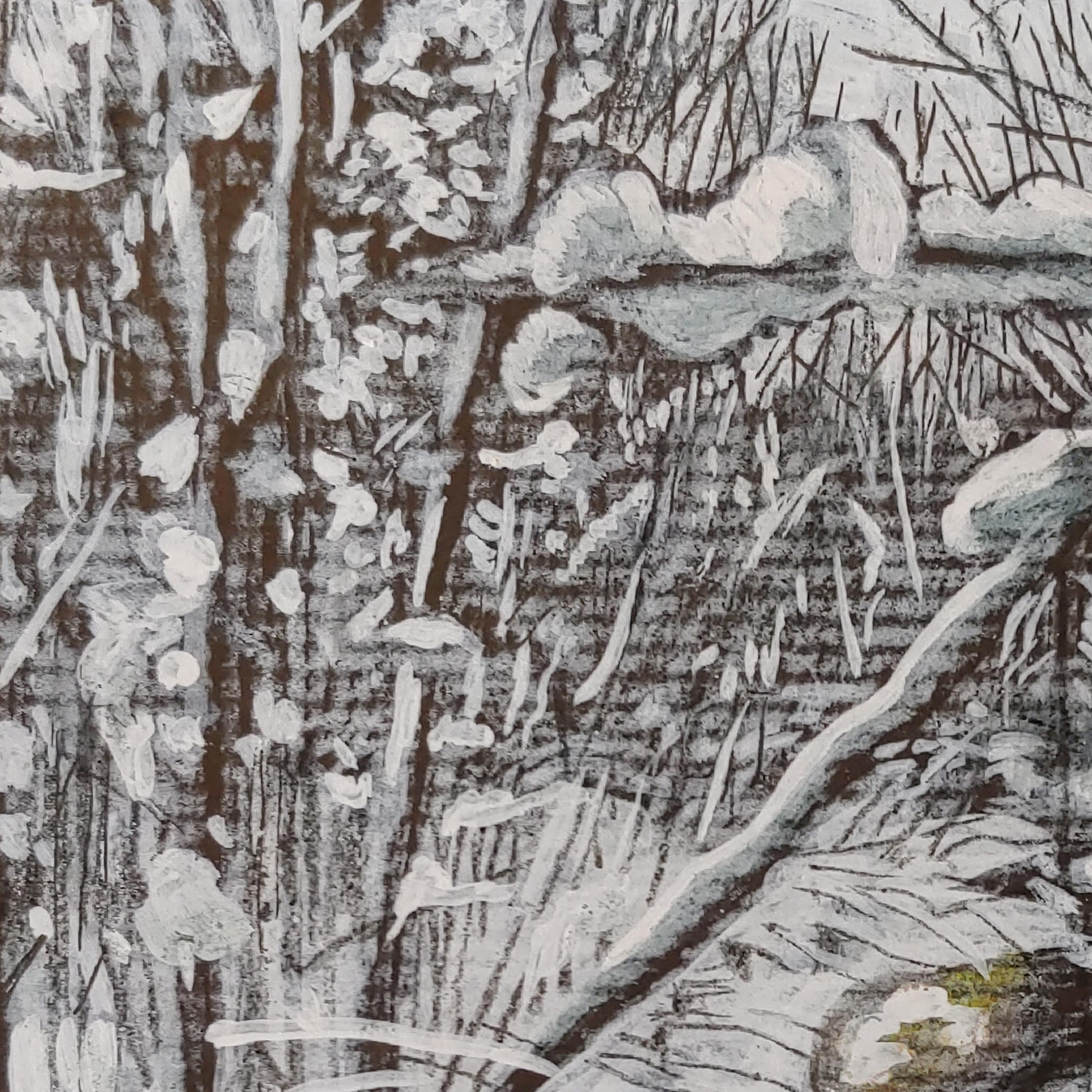 Original Pencil Drawing on Black Paper – Early Winter Creek With First ...