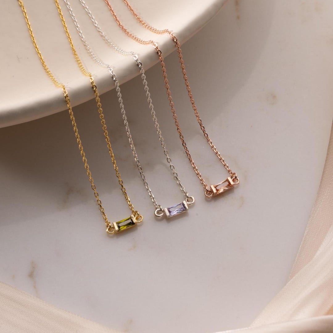 Personalized Birthstone Necklace, Custom Dainty Necklace, Gold ...