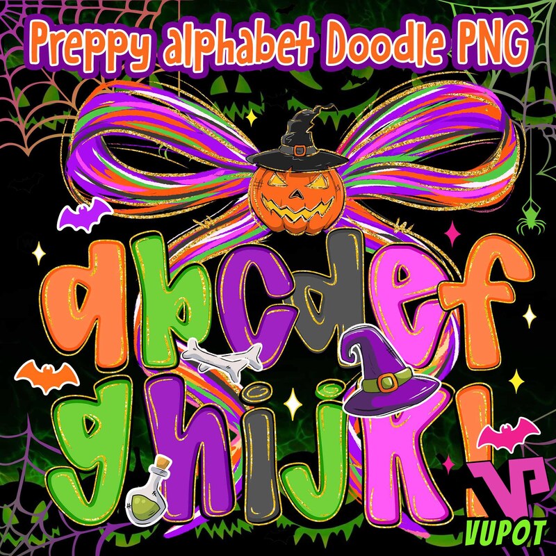 Halloween Doodle Alphabet - Etsy