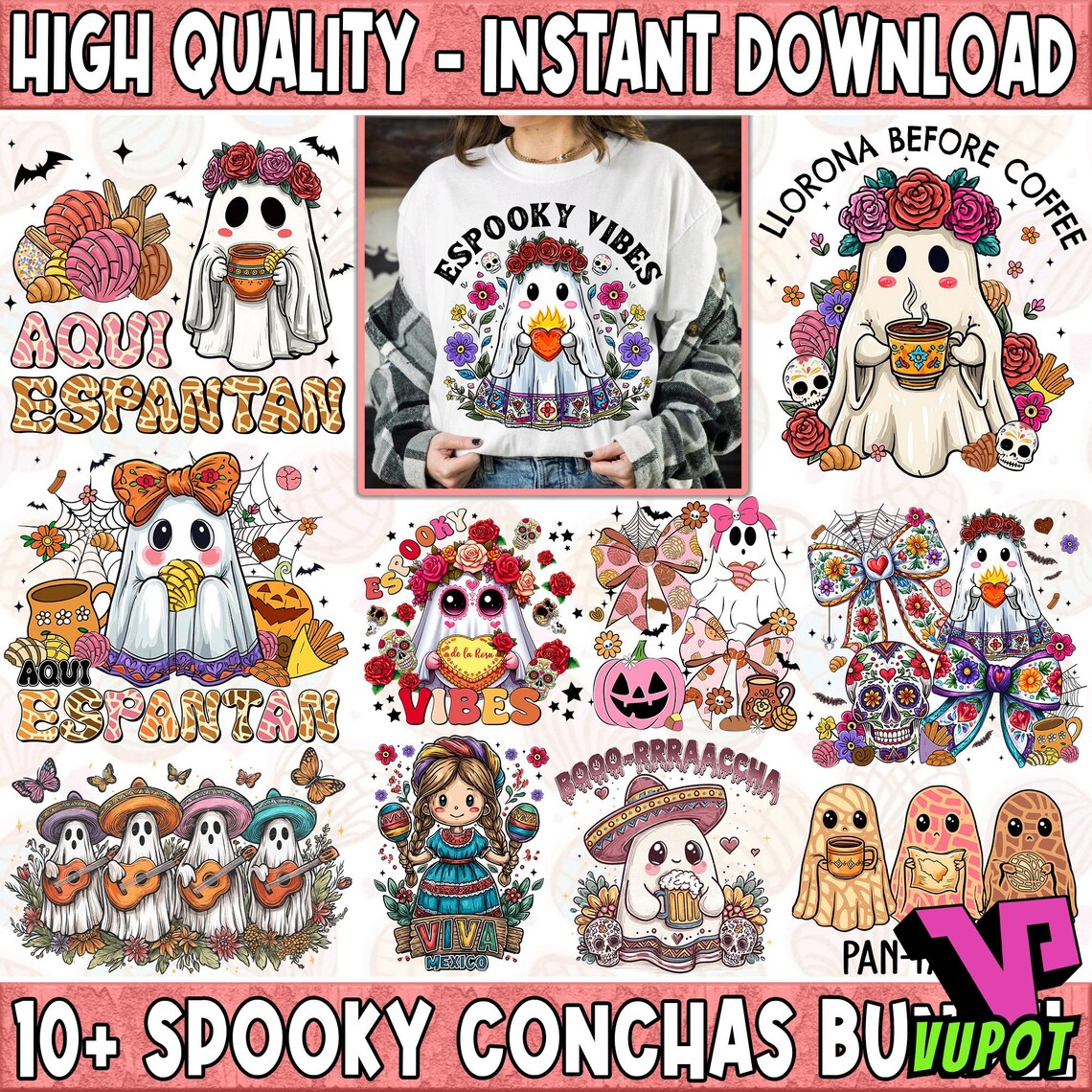10+ Halloween Conchas PNG Bundle, Espooky Vibes Png, Halloween Mexican ...