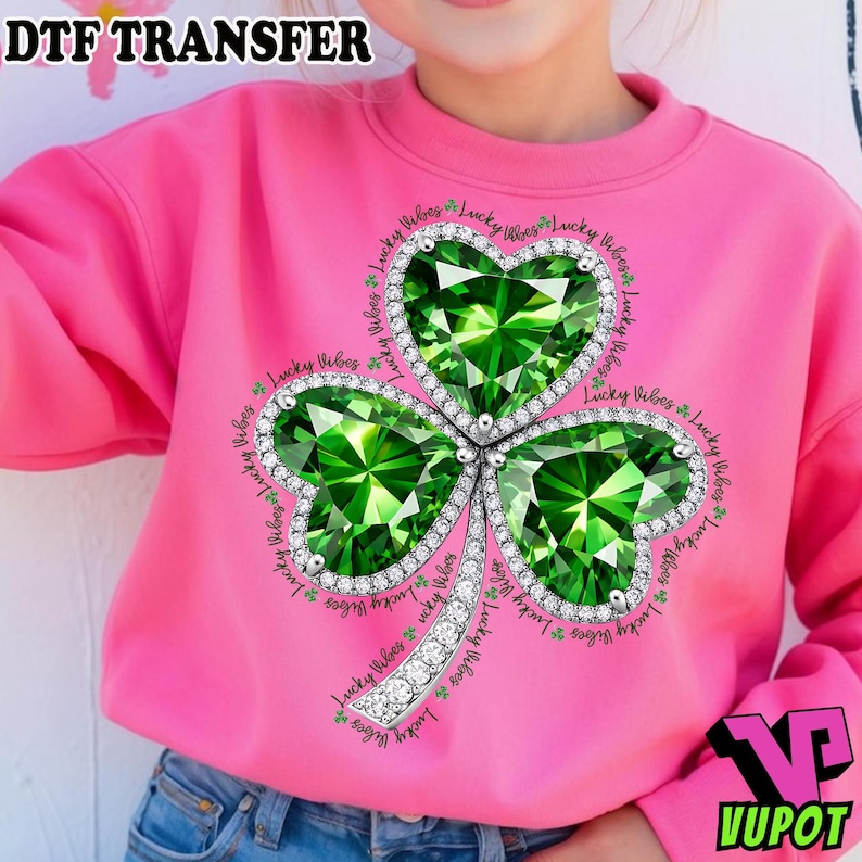 Transferencia DTF de trébol con diamantes de imitación, DTF de Patrick ...