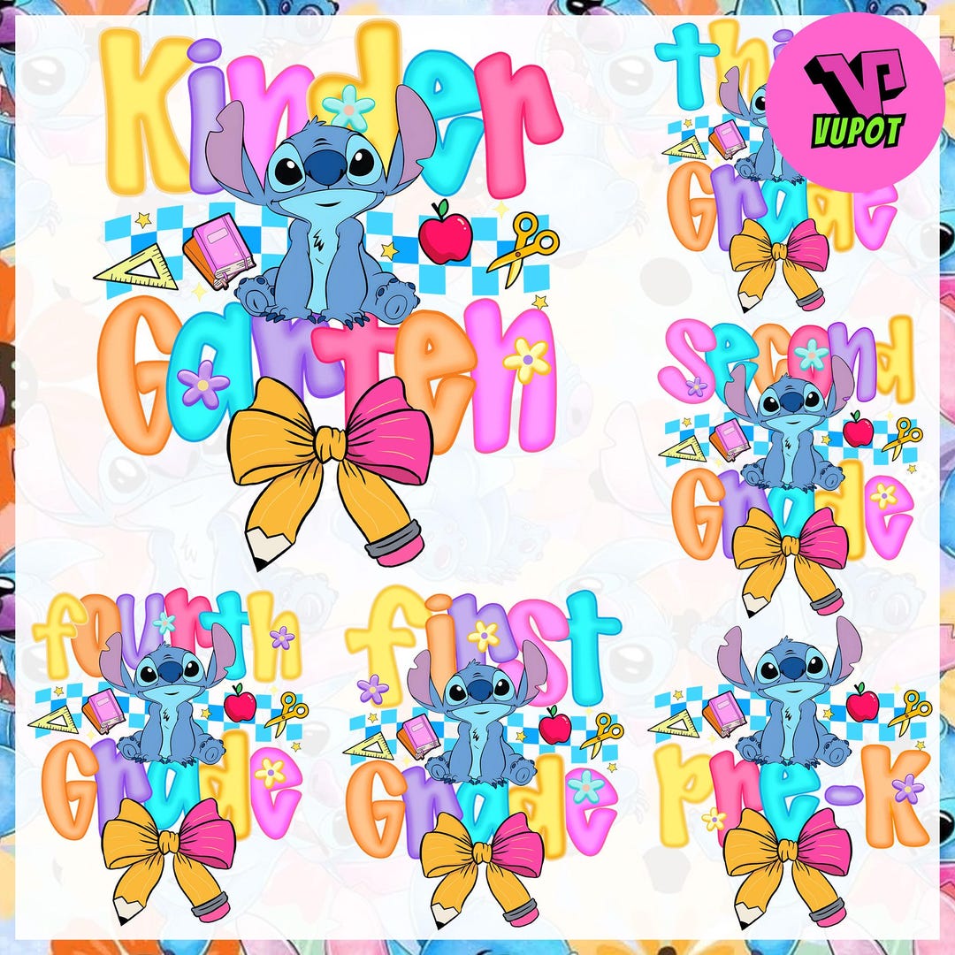 Blue Alien Back to School PNG Bundle, Preppy Pre-k to 4th Grade ...