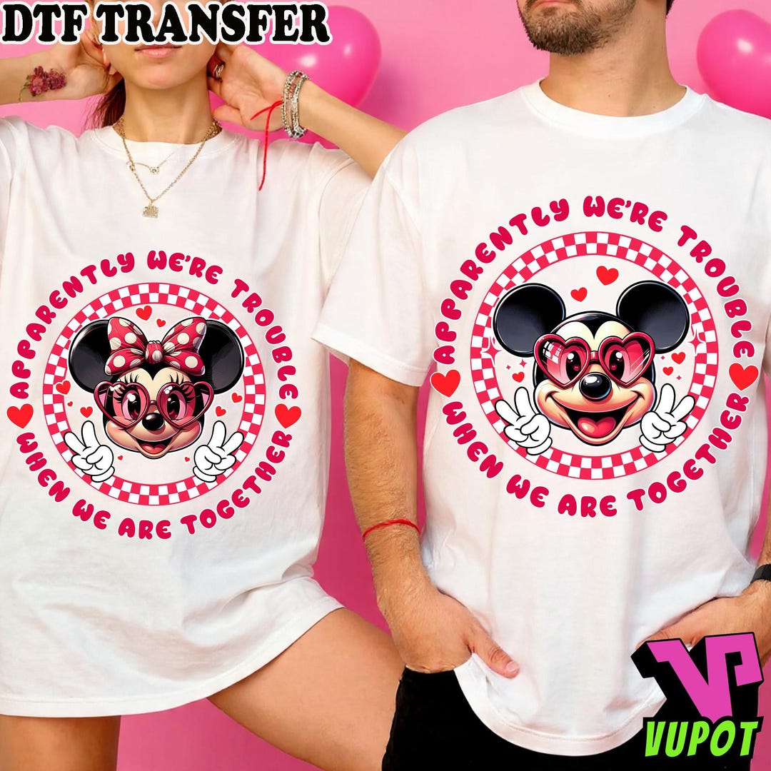 Transfert DTF Couple de dessin animé de la Saint-Valentin dtf ...