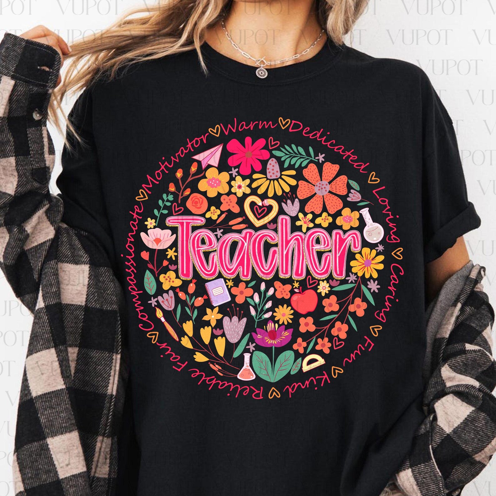 Retro Floral Teacher Png, Teacher Appreciation Png, Teacher Png ...