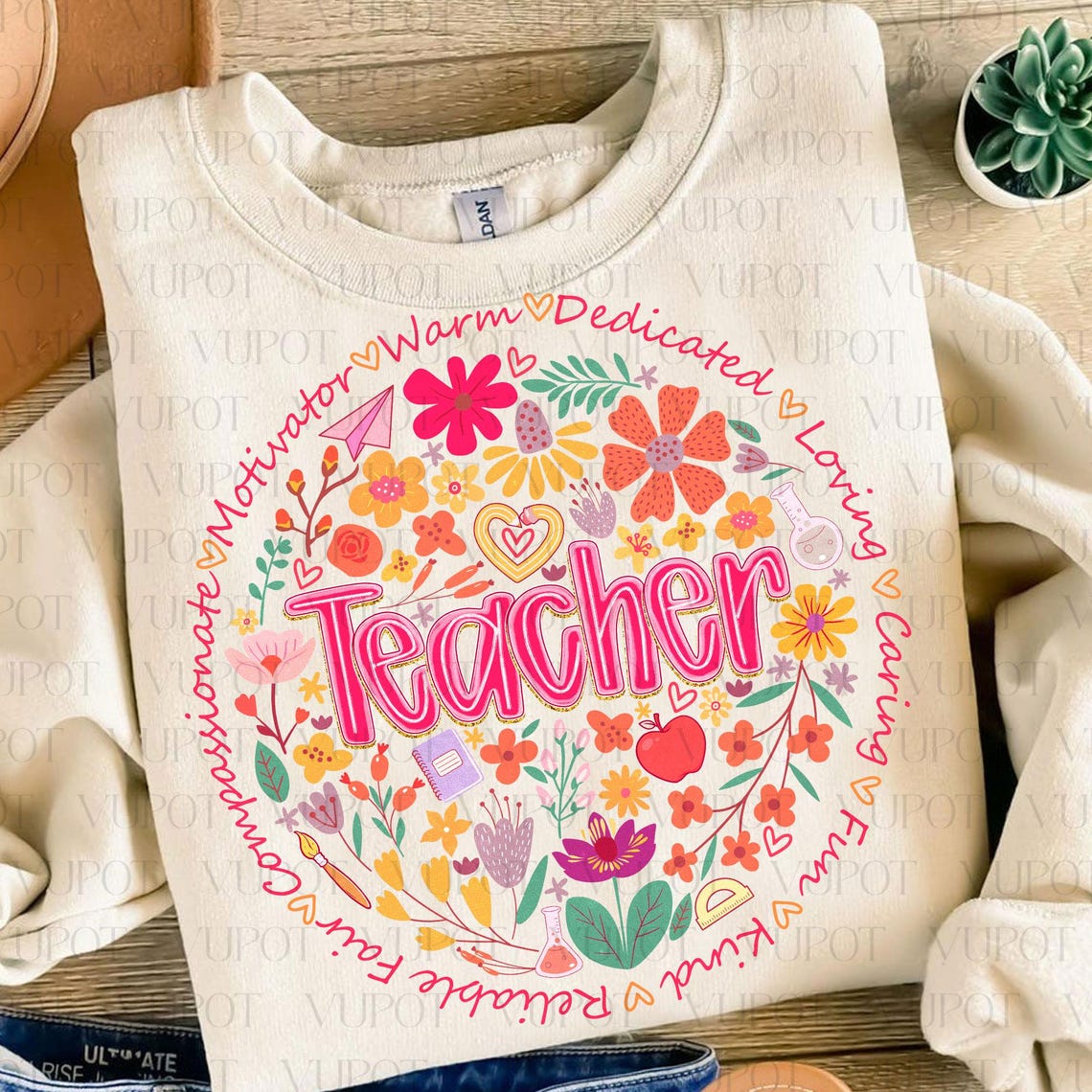Retro Floral Teacher Png, Teacher Appreciation Png, Teacher Png ...