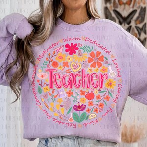 Retro Floral Teacher Png, Teacher Appreciation Png, Teacher Png ...