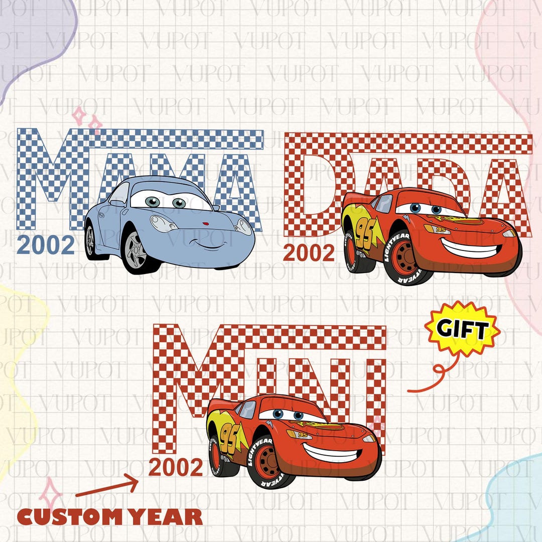 Mama/ Dada/ Mini Checkered Cartoon Car Png, Happy Mother’s Day Png ...