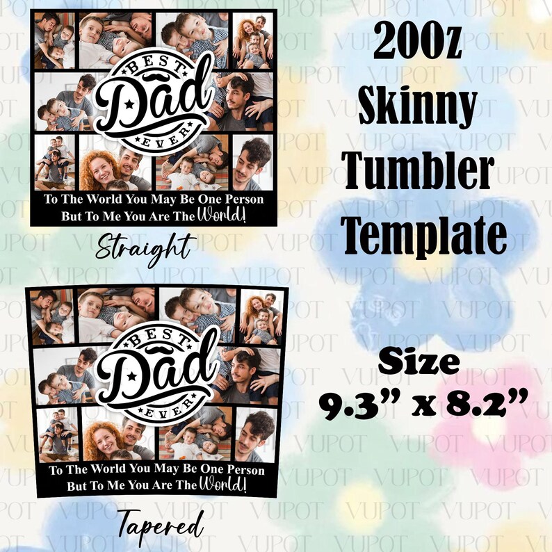 Editable Fathers Day Tumbler Canva Template PNG, Father’s Photo Collage ...