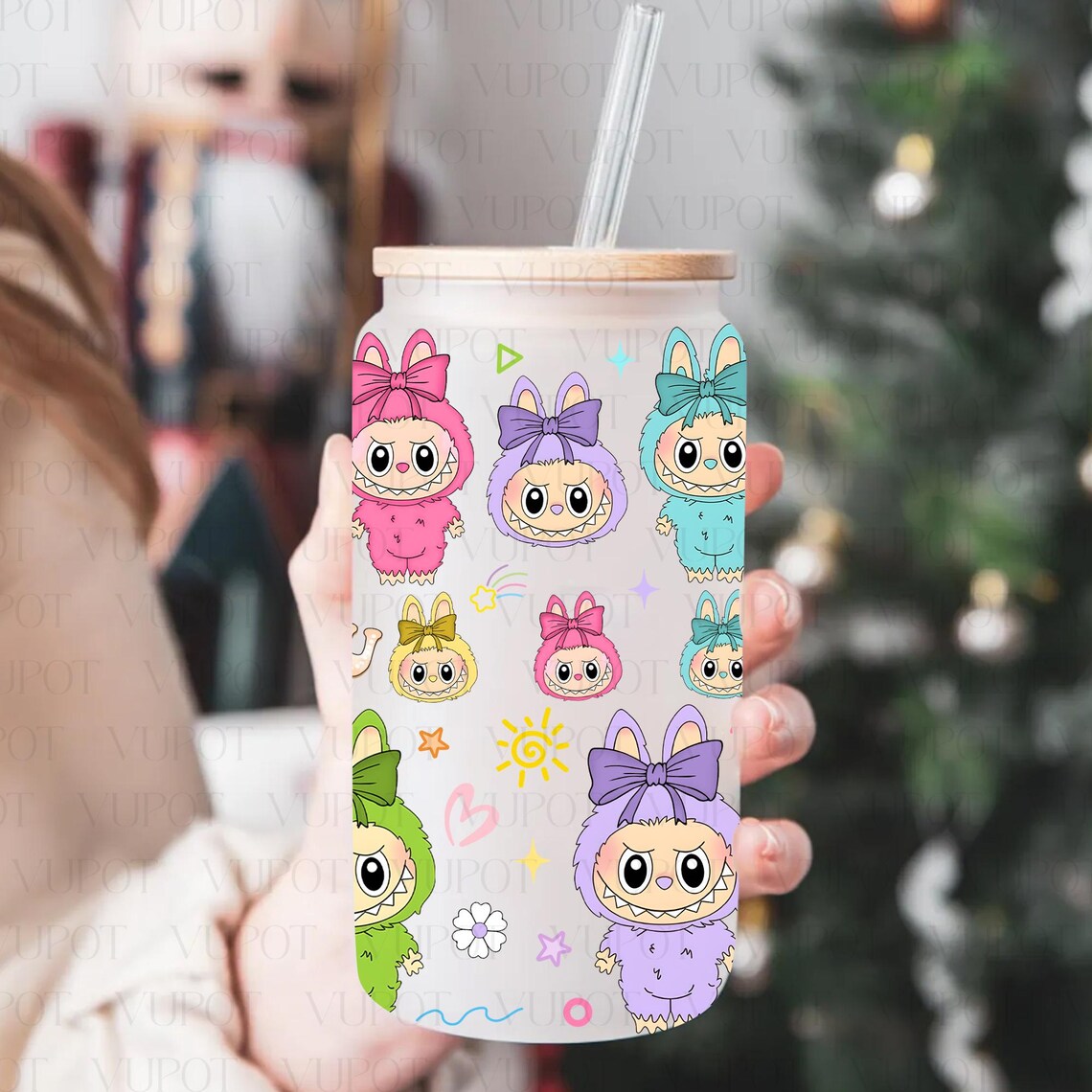 Cartoon Doll 16 Oz Glass Can Png, Cute Doll 16oz Libbey Glass Can Wrap ...