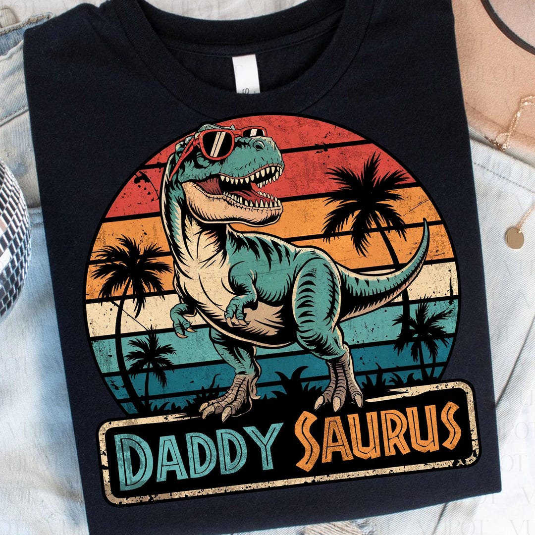 Papa Saurus T-rex Dinosaur Png, Family Dinosaur Png, Retro Daddysaurus ...